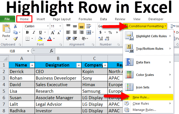 How to Highlight Entire Row in Excel?