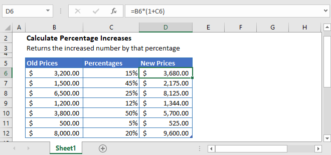 How To Add A Percentage Increase In Excel