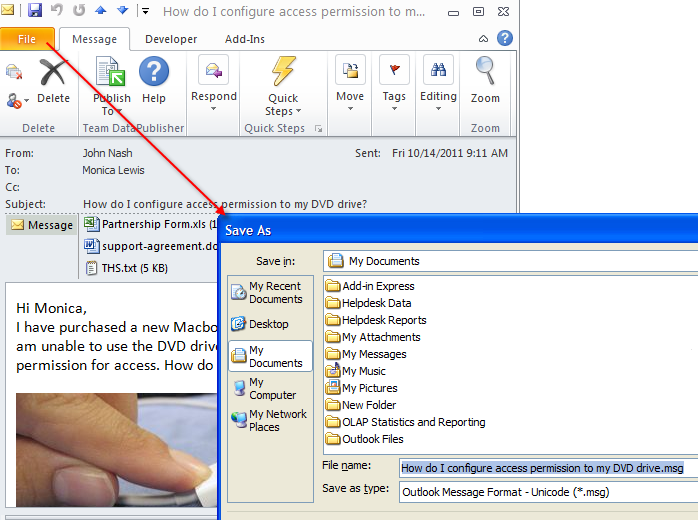 How To Upload An Email To Sharepoint?