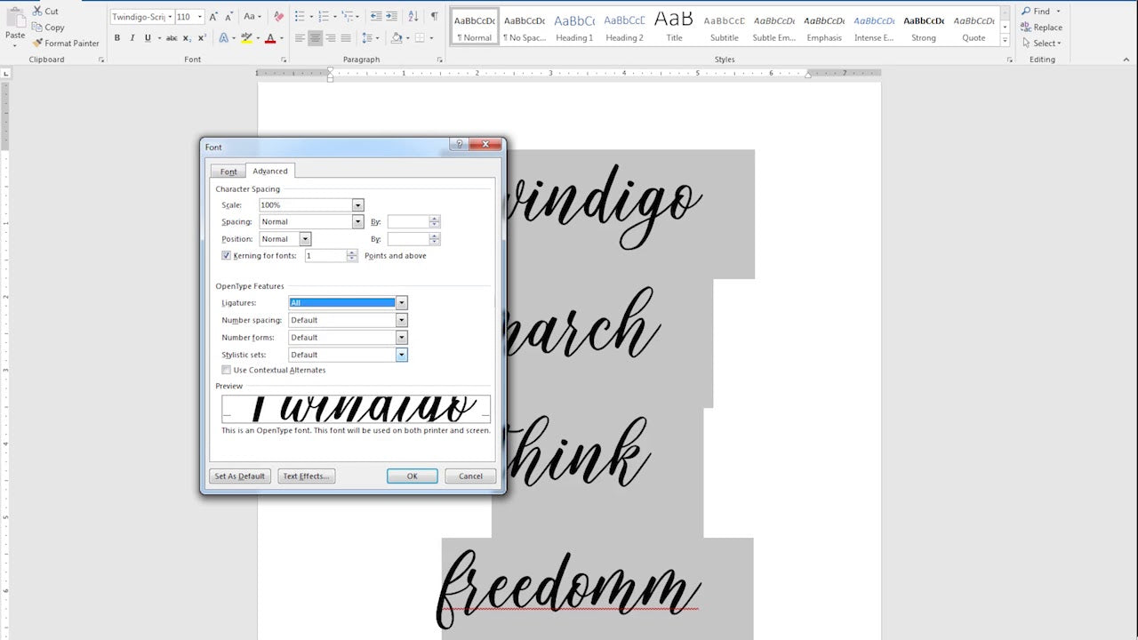 What Font Is Calligraphy In Microsoft Word?