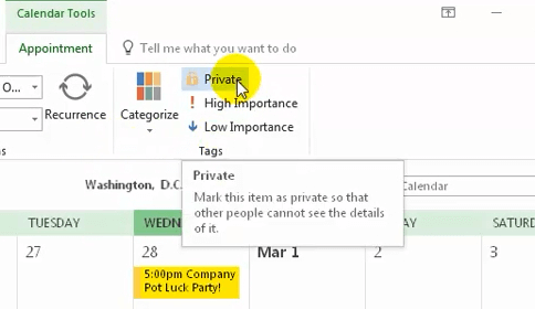 Wie mache ich meinen Kalender privat in Outlook?